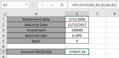 How to use the RECEIVED Function in Excel