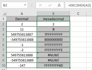 How to use the DEC2HEX Function in Excel