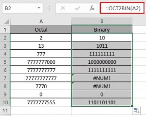 How to use the OCT2BIN Function in Excel