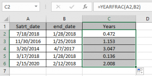 How to use the YEARFRAC Function in Excel