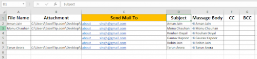 How to Send Bulk EMails From Excel VBA in One Click in Excel