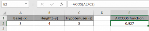How to use the ACOS Function in Excel