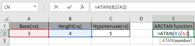 How to use the ATAN Function in Excel