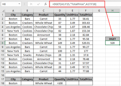 How to use the DGET Function in Excel