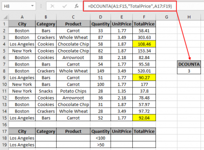 How to use the DCOUNTA Function in Excel