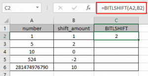 How to use the BITLSHIFT Function in Excel