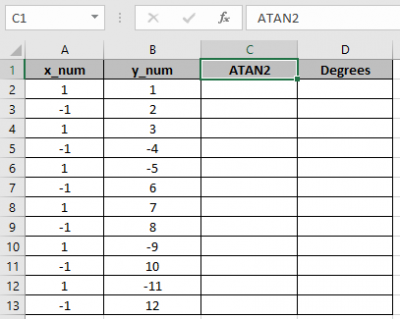 How to use the ATAN2 Function in Excel