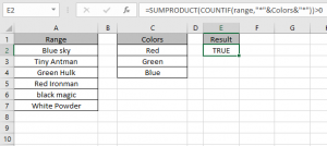 Excel If Range of Cells Contains Specific Text