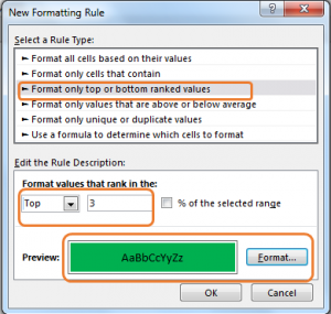 Highlight Top 3 Values in Excel