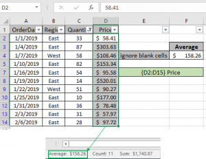Average numbers if not blank in Excel