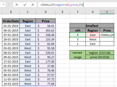 Find nth largest with criteria & nth smallest with criteria in excel