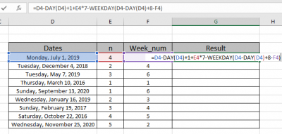 Nth weekday of month in Excel