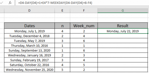 Nth weekday of month in Excel