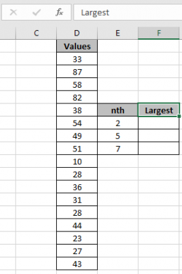 Nth lowest or nth highest value in Excel