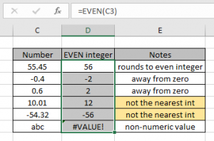 How to use the EVEN function in Excel