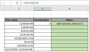 How to use the SECOND function in Excel