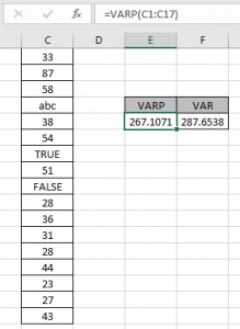 How to use the VARP function in Excel
