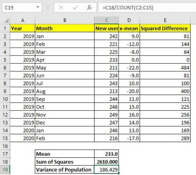 How to Calculate Variance in Excel