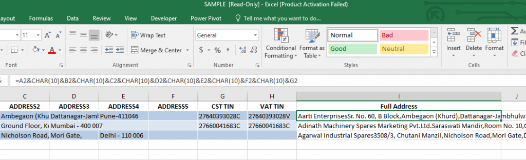 Excel CHAR(10) Not Working. How to Solve It?