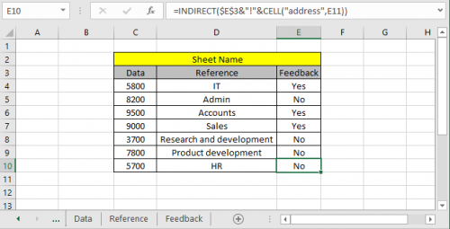 Excel increment cell reference using INDIRECT function