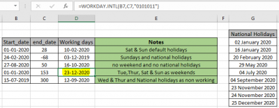 How to use the WORKDAY.INTL function in Excel