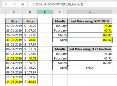 How to get last entry by month in Excel