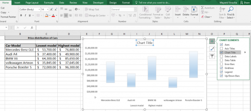 Charts with floating up down bars in Excel