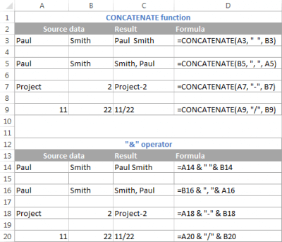 How to concatenate or merge in Excel